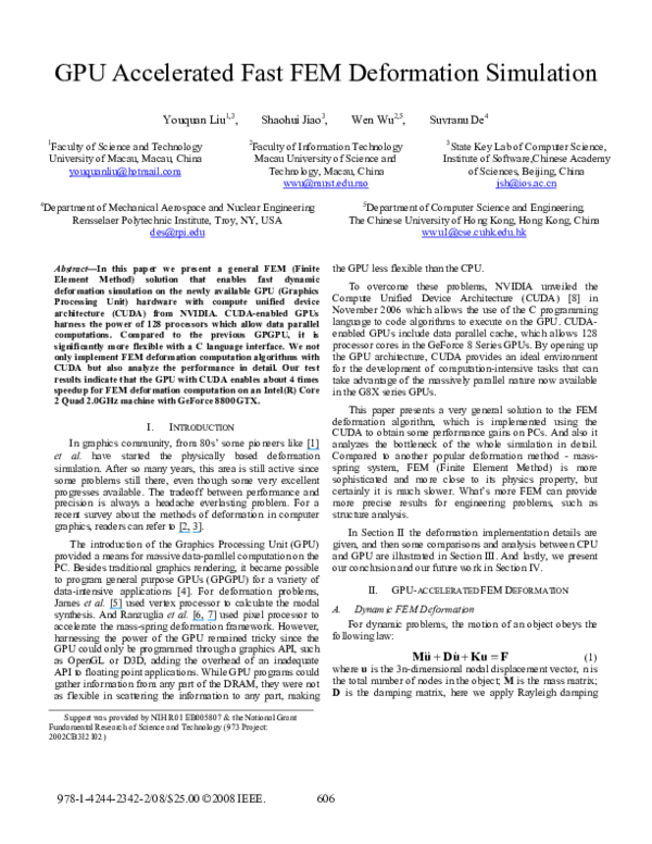 (PDF) GPU accelerated fast FEM deformation simulation