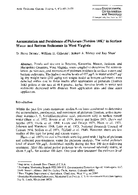 (PDF) Accumulation and Persistence of Picloram (Tordon IOK) 1 in ...