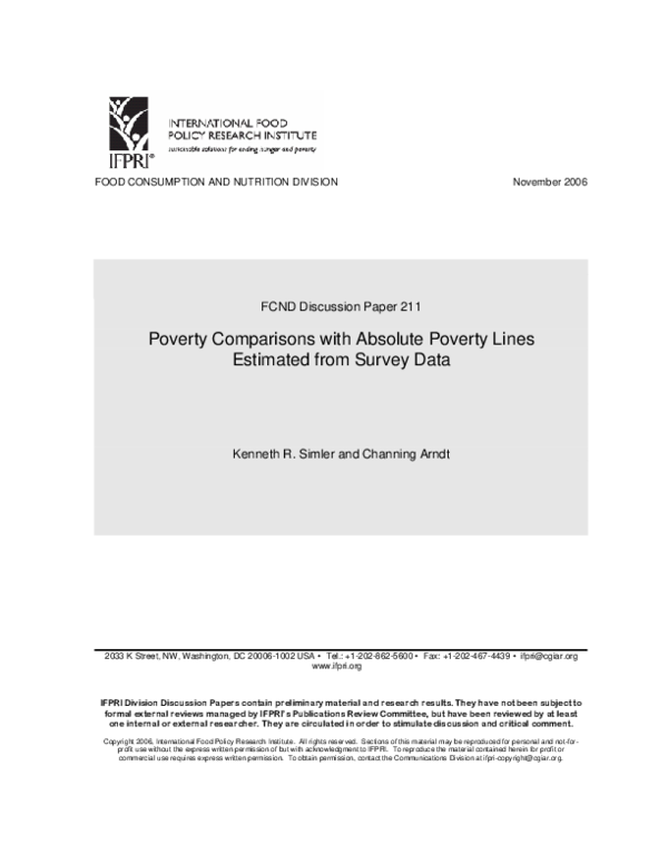 (PDF) Poverty Comparisons with Absolute Poverty Lines Estimated from ...