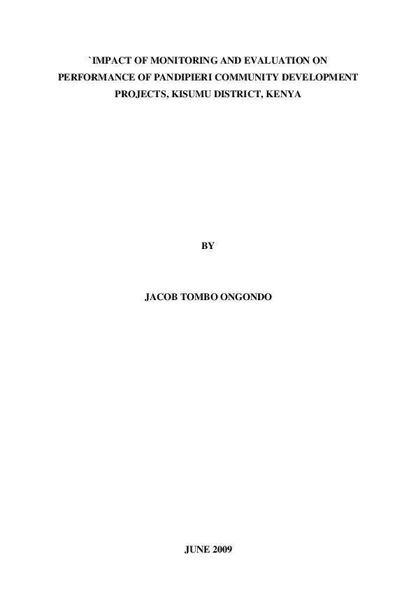 (PDF) `IMPACT OF MONITORING AND EVALUATION ON PERFORMANCE OF PANDIPIERI COMMUNITY DEVELOPMENT ...