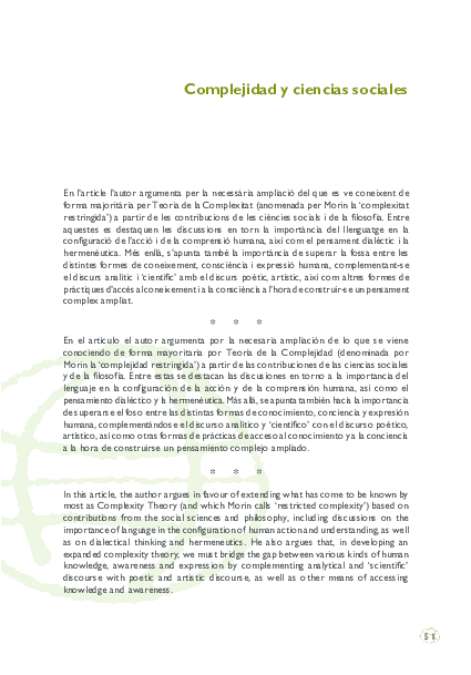 (PDF) Complejidad e interdisciplina en la Teoría de los Sistemas Complejos y la Teoría de los ...