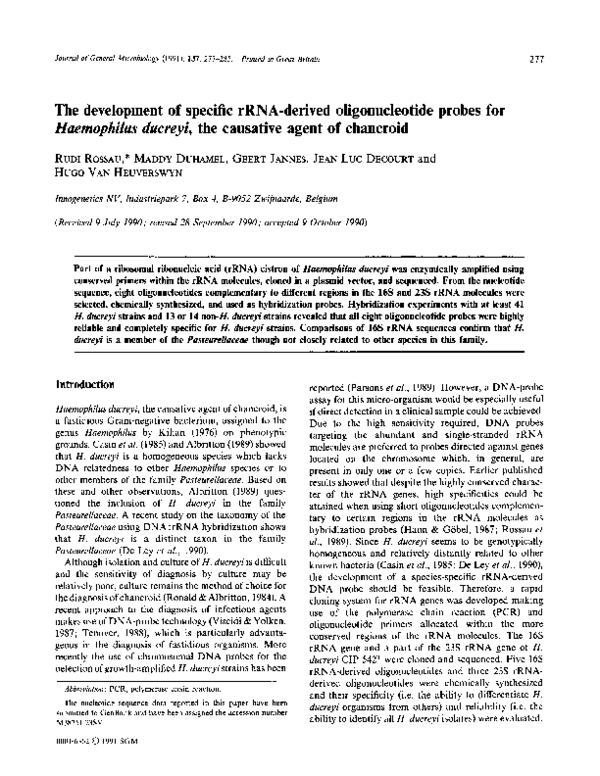 (PDF) The development of specific rRNA-derived oligonucleotide probes ...