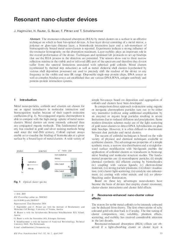 (PDF) Resonant nano-cluster devices
