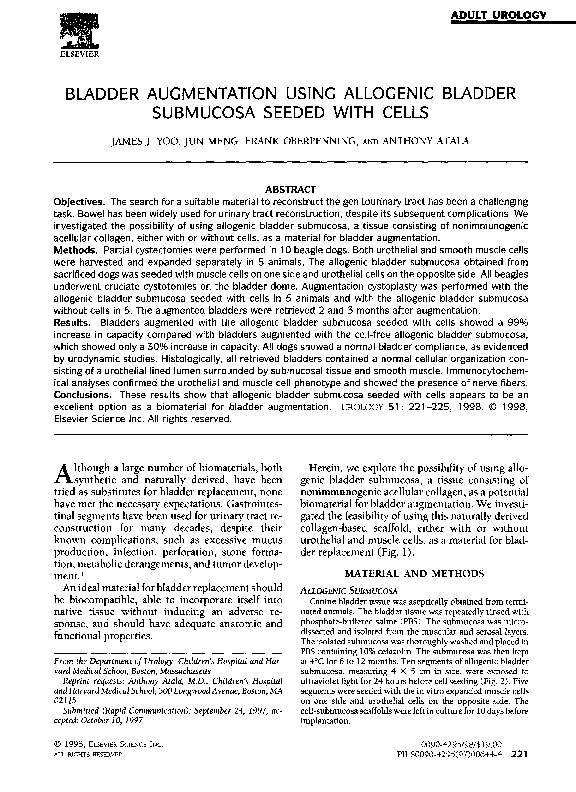 (PDF) Bladder augmentation using allogenic bladder submucosa seeded ...