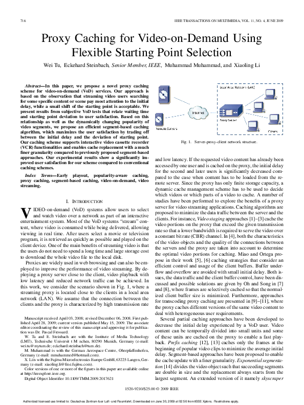(PDF) Proxy Caching for Video-on-Demand Using Flexible Starting Point Selection
