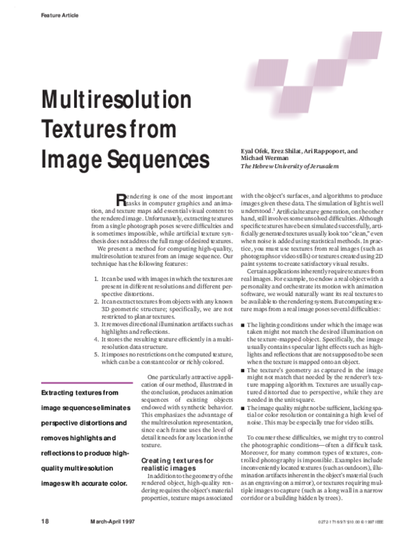 (PDF) Multiresolution textures from image sequences