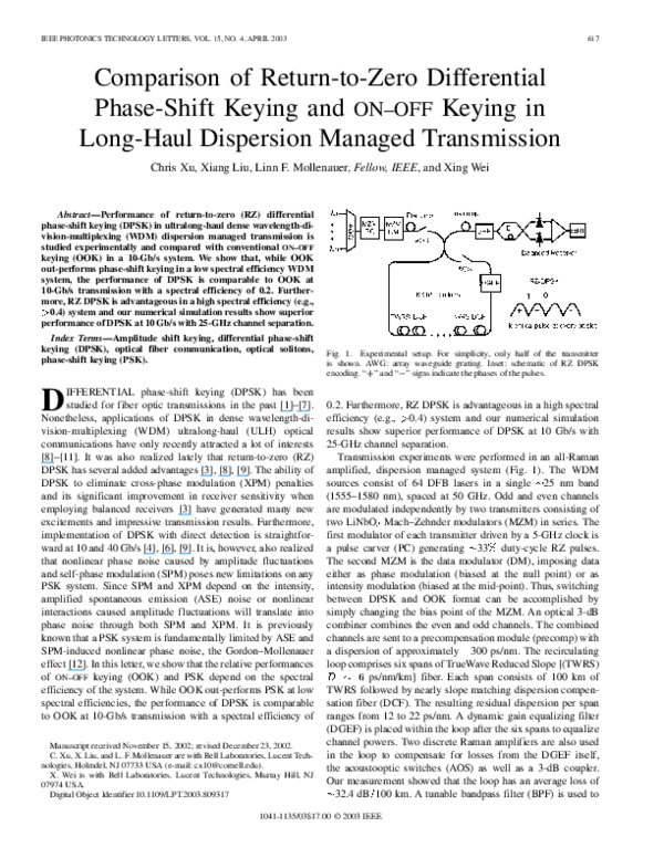 (PDF) Comparison of return-to-zero differential phase-shift keying and ...