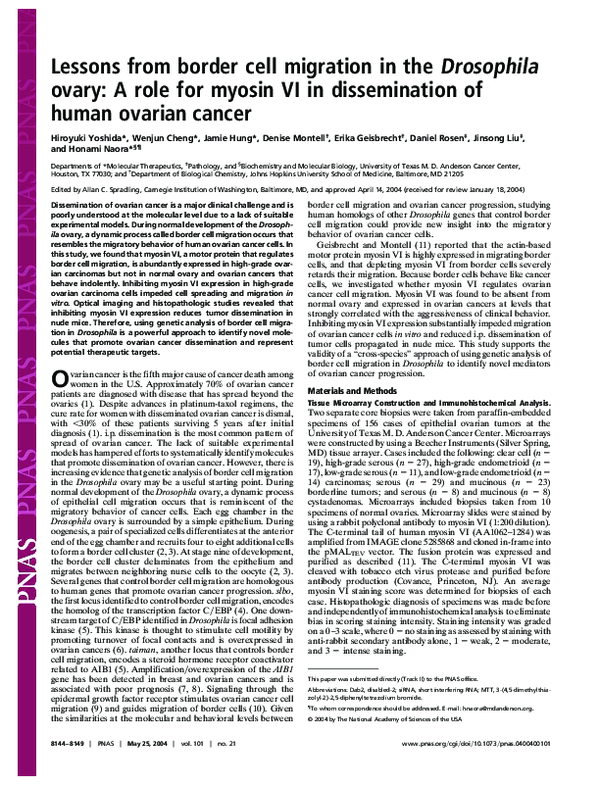 (PDF) Lessons from border cell migration in the Drosophila ovary: A ...