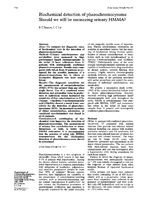 (PDF) Biochemical detection of phaeochromocytoma: should we still be ...