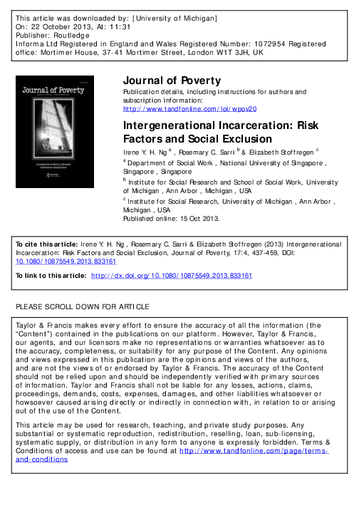 (PDF) Intergenerational Incarceration: Risk Factors and Social Exclusion