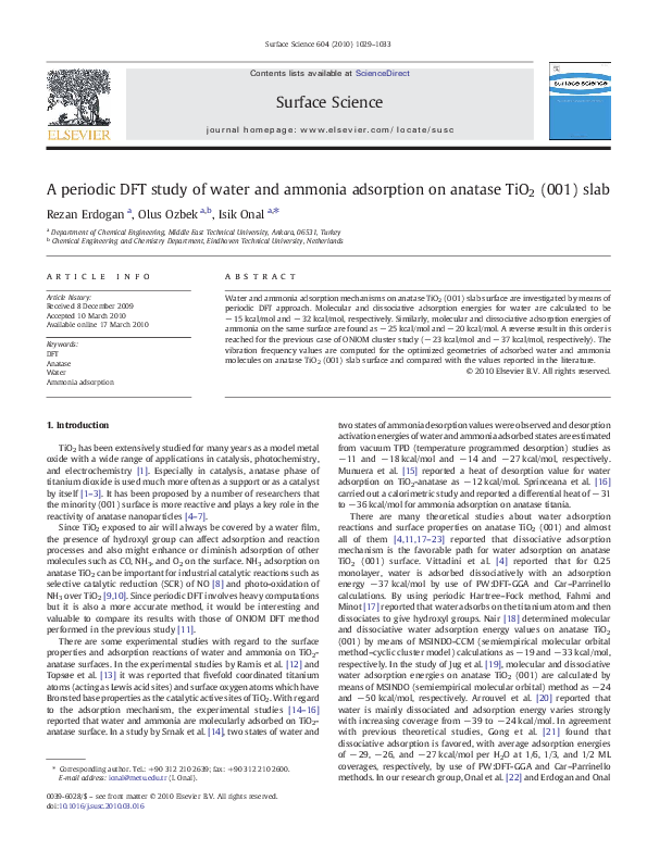 (PDF) A periodic DFT study of water and ammonia adsorption on anatase ...
