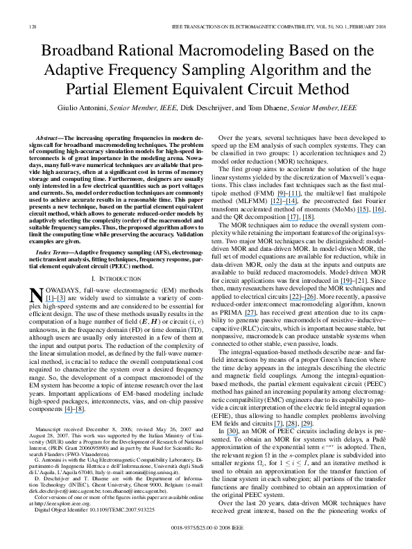 Pdf Broadband Rational Macromodeling Based On The Adaptive Frequency Sampling Algorithm And