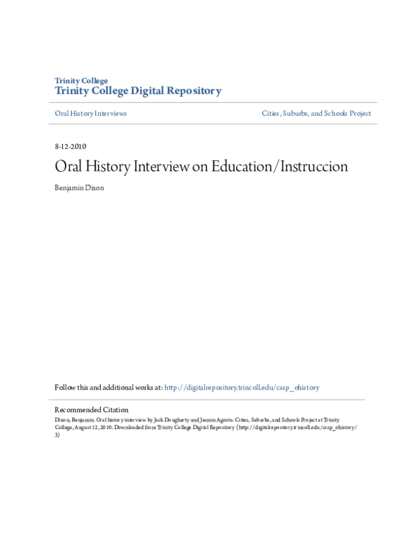 (PDF) Oral History Interview on Education/Instruccion