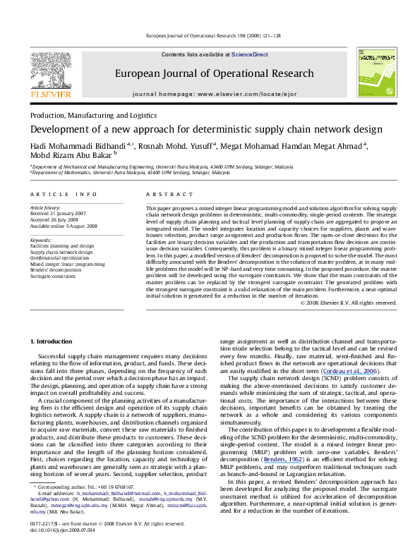 (PDF) Development of a new approach for deterministic supply chain ...