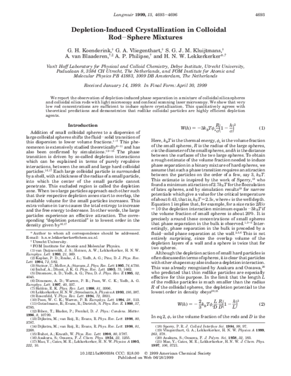 (PDF) Depletion-induced crystallization in colloidal rod-sphere mixtures