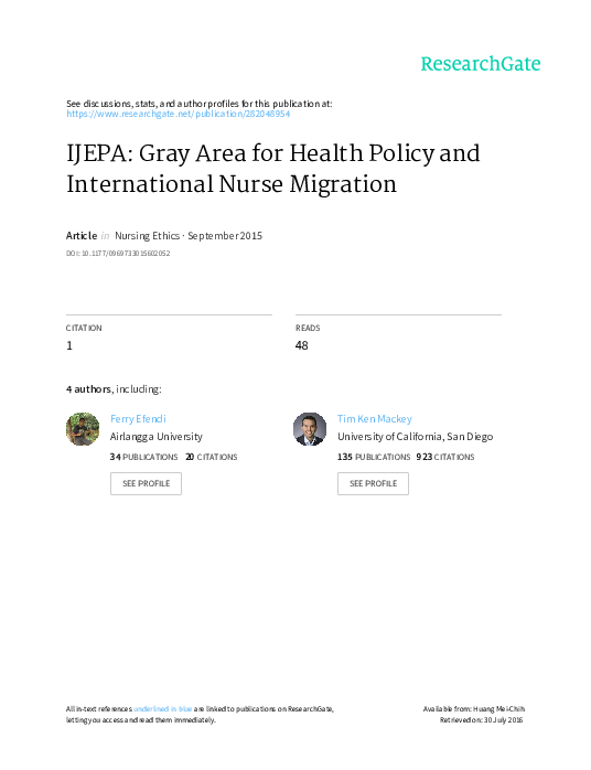 (PDF) IJEPA: Gray Area for Health Policy and International Nurse Migration