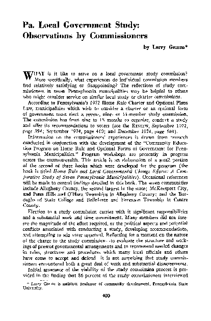 (PDF) Pa. local government study: Observations by commissioners