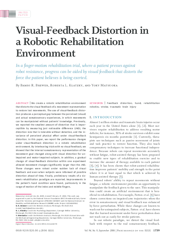 (PDF) Visual-Feedback Distortion in a Robotic Rehabilitation Environment
