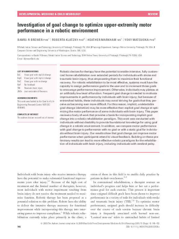 (PDF) Investigation of goal change to optimize upper-extremity motor performance in a robotic ...