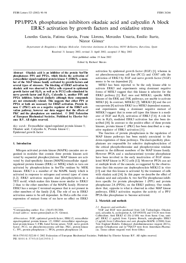 (PDF) PP1/PP2A phosphatases inhibitors okadaic acid and calyculin A ...