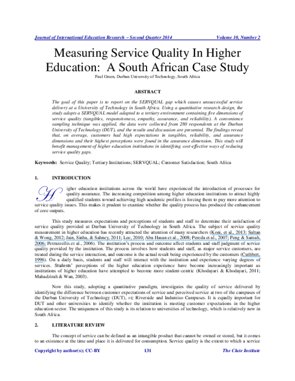 (PDF) Measuring service quality in higher education: three instruments ...