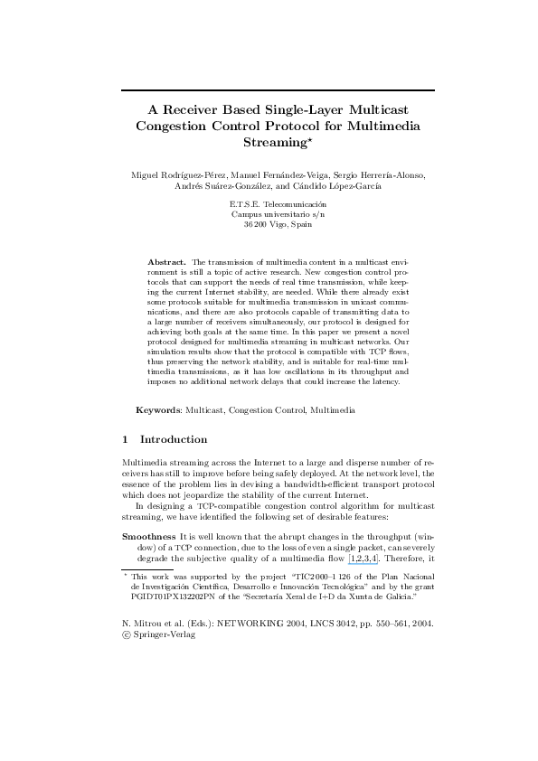 Pdf A Receiver Based Single Layer Multicast Congestion Control Protocol For Multimedia Streaming