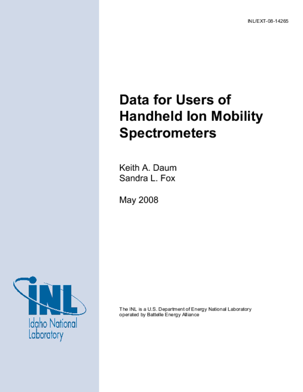 (PDF) Data for Users of Handheld Ion Mobility Spectrometers