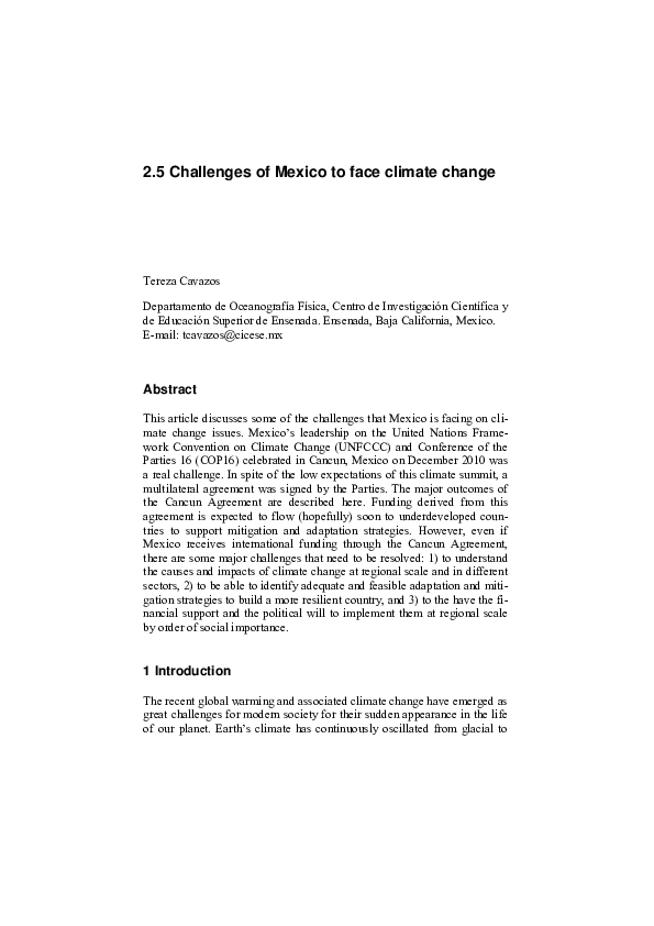 (PDF) 2.5 Challenges of Mexico to face climate change