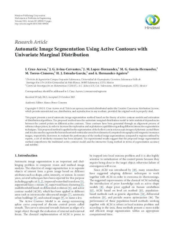 (PDF) Active Contours for Automatic Image Segmentation