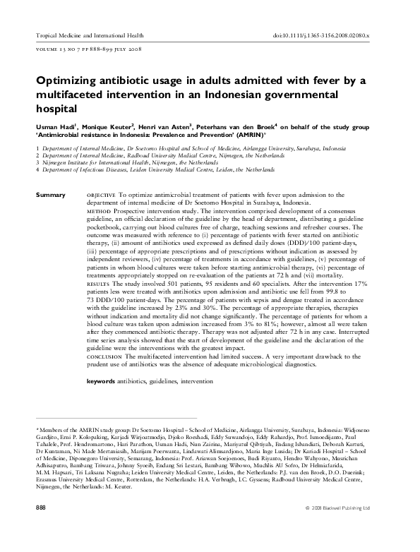 (PDF) Optimizing antibiotic usage in adults admitted with fever by a ...