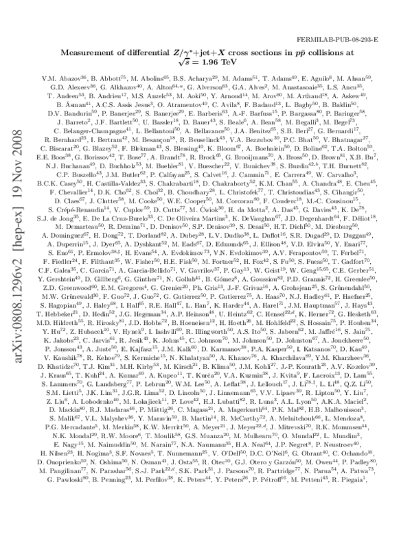 (PDF) Measurement of differential Z / γ ∗ + jet + X cross sections in p p ¯ collisions at s = 1. ...