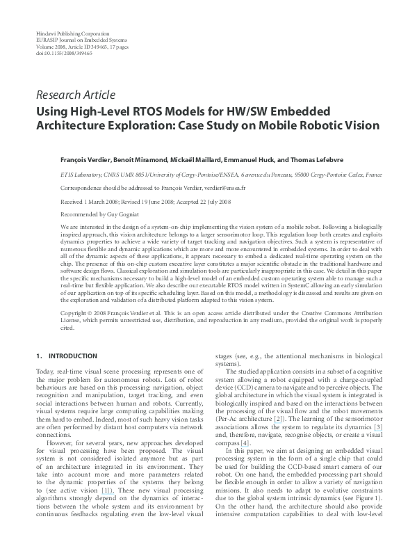 (PDF) Using High-Level RTOS Models for HW/SW Embedded Architecture Exploration: Case Study on ...