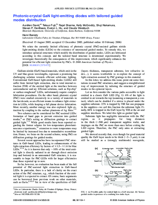 (PDF) Photonic-crystal GaN light-emitting diodes with tailored guided modes distribution