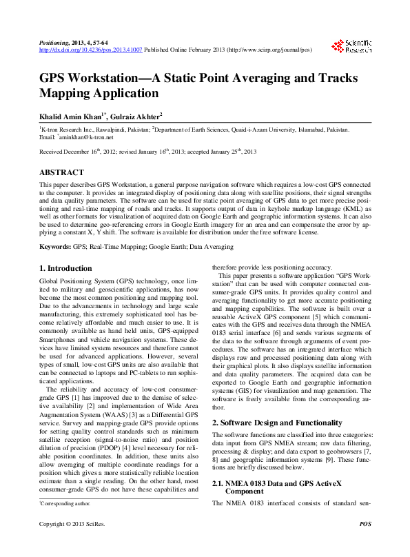 (PDF) GPS Workstation—A Static Point Averaging and Tracks Mapping ...