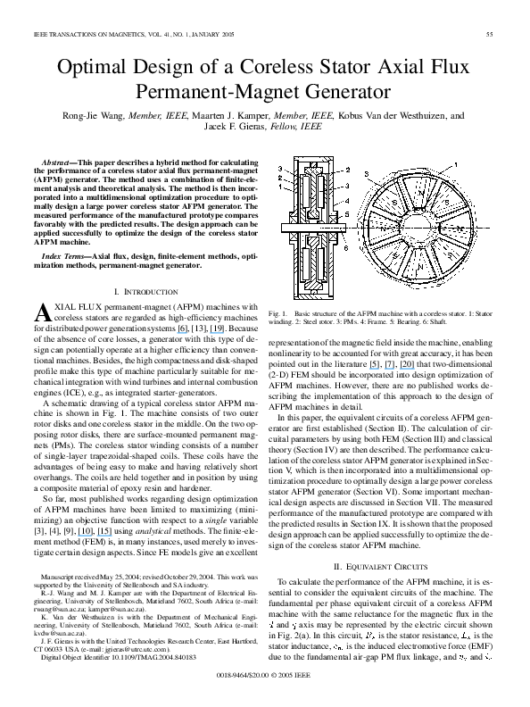 (PDF) Optimal design of a coreless stator axial flux permanent-magnet generator