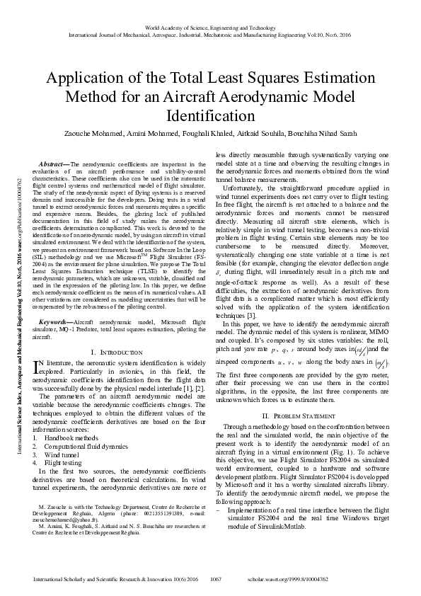 Pdf Application Of The Total Least Squares Estimation Method For An
