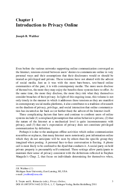 (PDF) Introduction to Privacy Online
