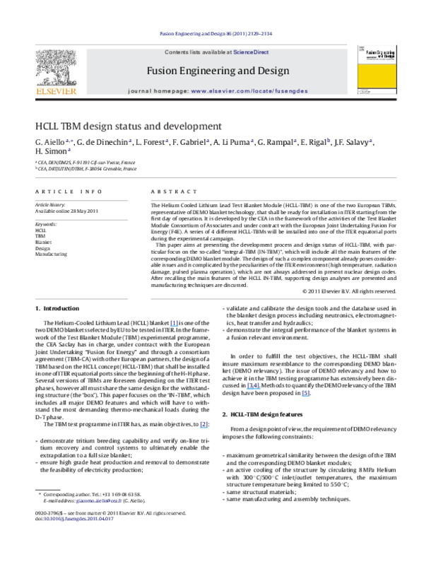 (PDF) HCLL TBM design status and development