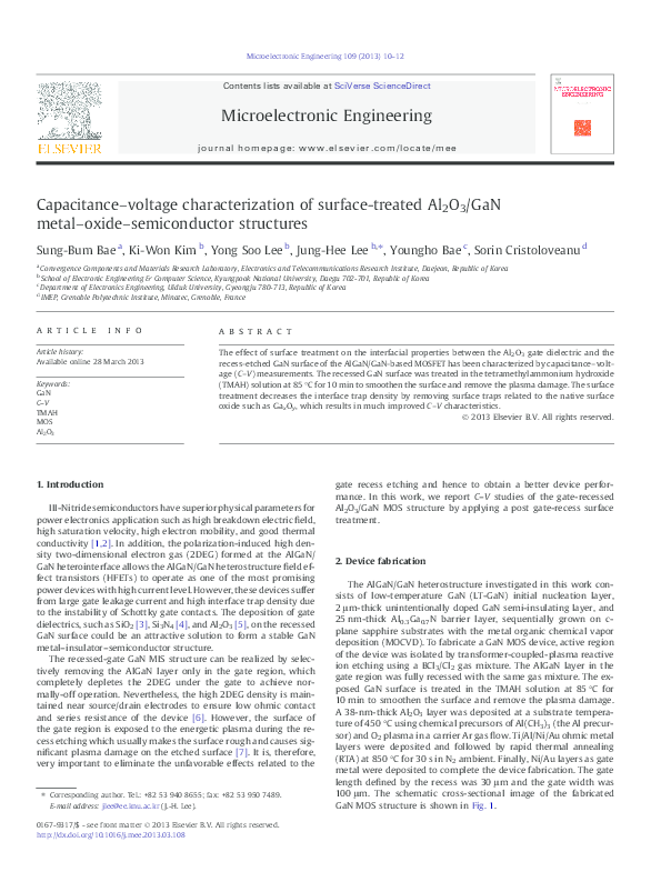 (PDF) Capacitance–voltage characterization of surface-treated Al2O3/GaN ...