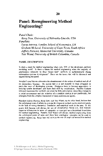 (PDF) Panel: Reengineering Method Engineering? | Lucas Introna ...