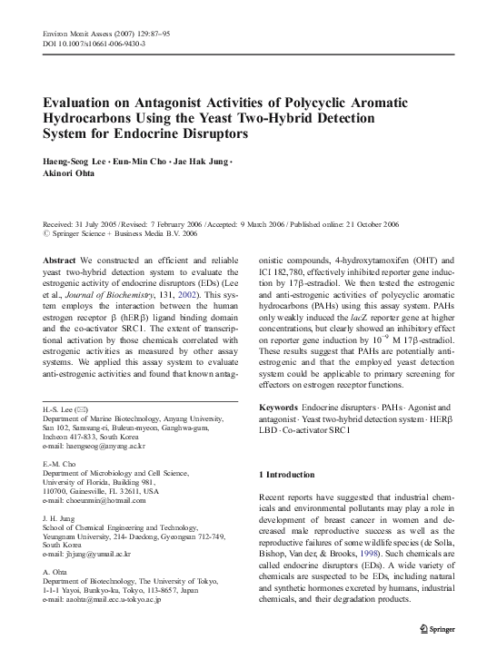 (PDF) Evaluation on Antagonist Activities of Polycyclic Aromatic Hydrocarbons Using the Yeast ...