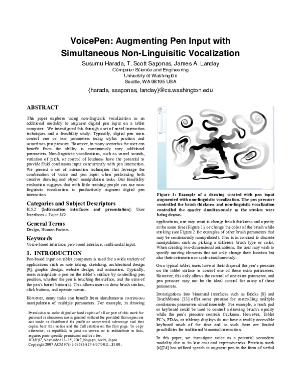 (PDF) VoicePen: Augmenting Pen Input with Simultaneous Non-Linguistic ...