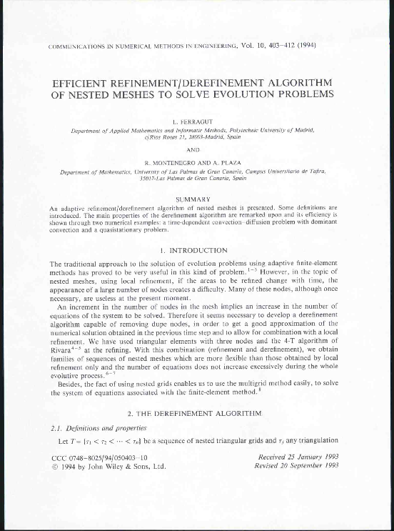 (PDF) Efficient refinement/derefinement algorithm of nested meshes to solve evolution problems