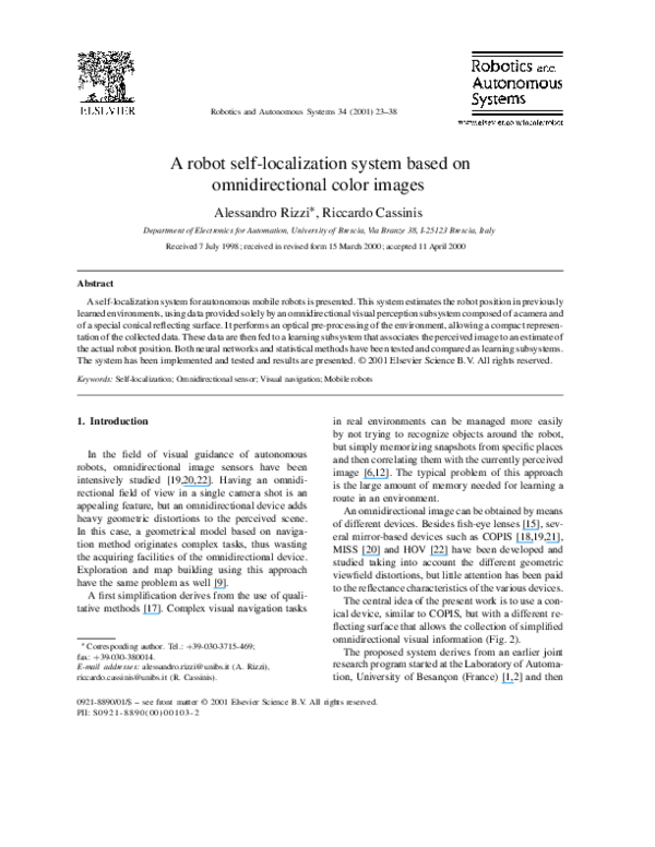 Pdf A Robot Self Localization System Based On Omnidirectional Color