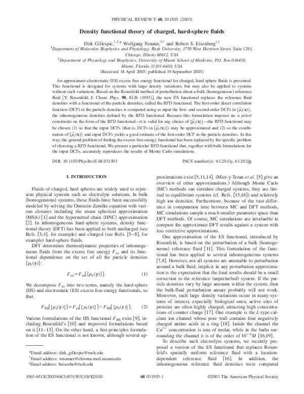 (PDF) Density functional theory of charged, hard-sphere fluids