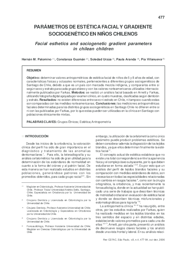 (PDF) Parámetros de estética facial y gradiente sociogenético en niños ...