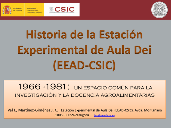 (PDF) Historia de la Estación Experimental de Aula Dei (EEAD-CSIC) | Jesús Val - Academia.edu