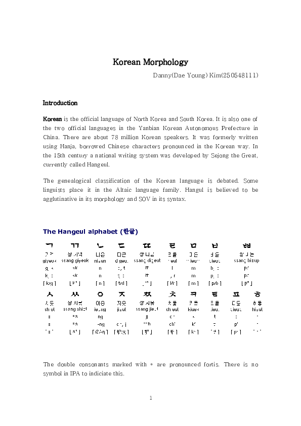 (PDF) Korean Morphology