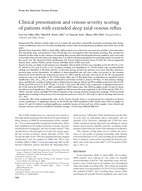 (PDF) Clinical presentation and venous severity scoring of patients ...