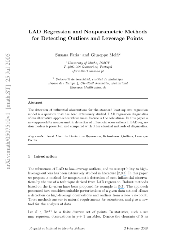 (PDF) LAD Regression and Nonparametric Methods for Detecting Outliers ...